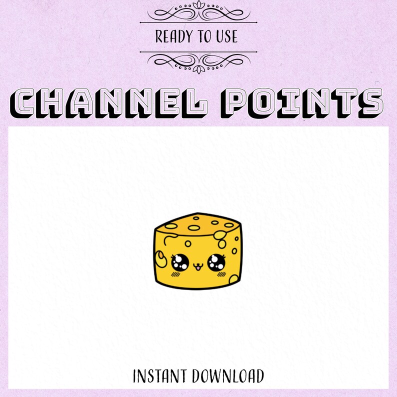 Kawaii Cheese Twitch Channel Point Image Instant Download - Etsy
