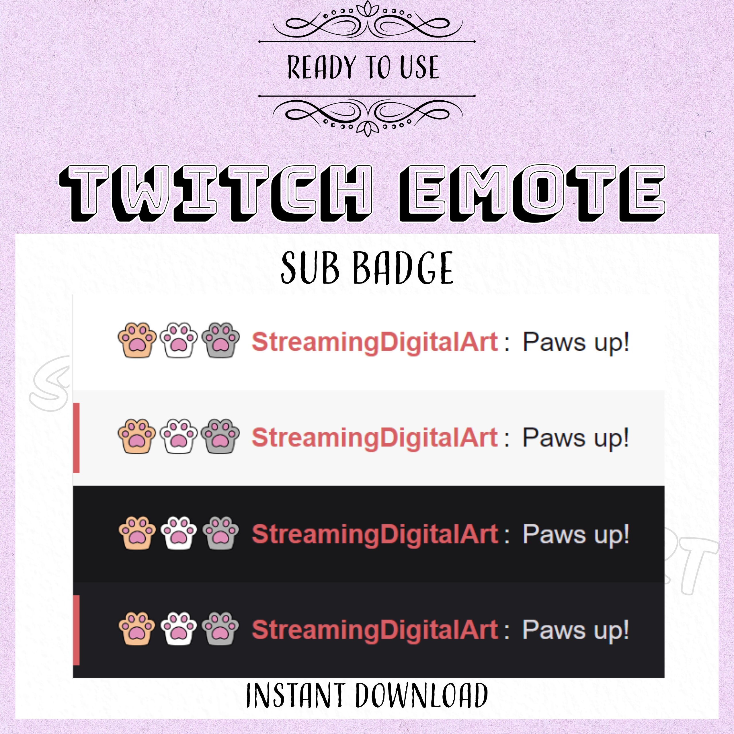 Paw Print Twitch Sub Badges: Colorful Streamer Badges (PNG) - Etsy