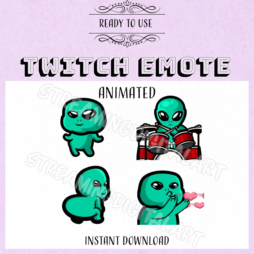 Animated Alien Twitch Emotes: Dance, Drum, Kiss, Twerk (instant ...