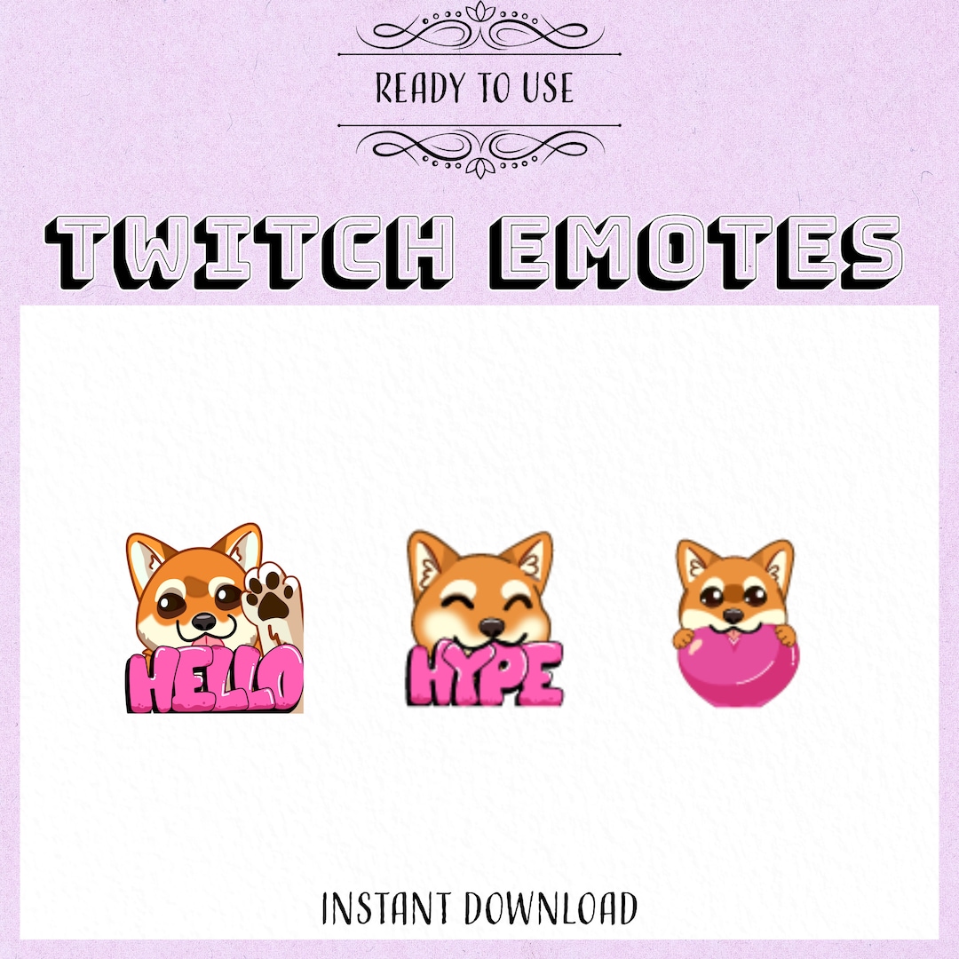 Adorable Puppy Emote Pack PNG Bundle 28x28, 56x56, 112x112 Hype, Heart ...