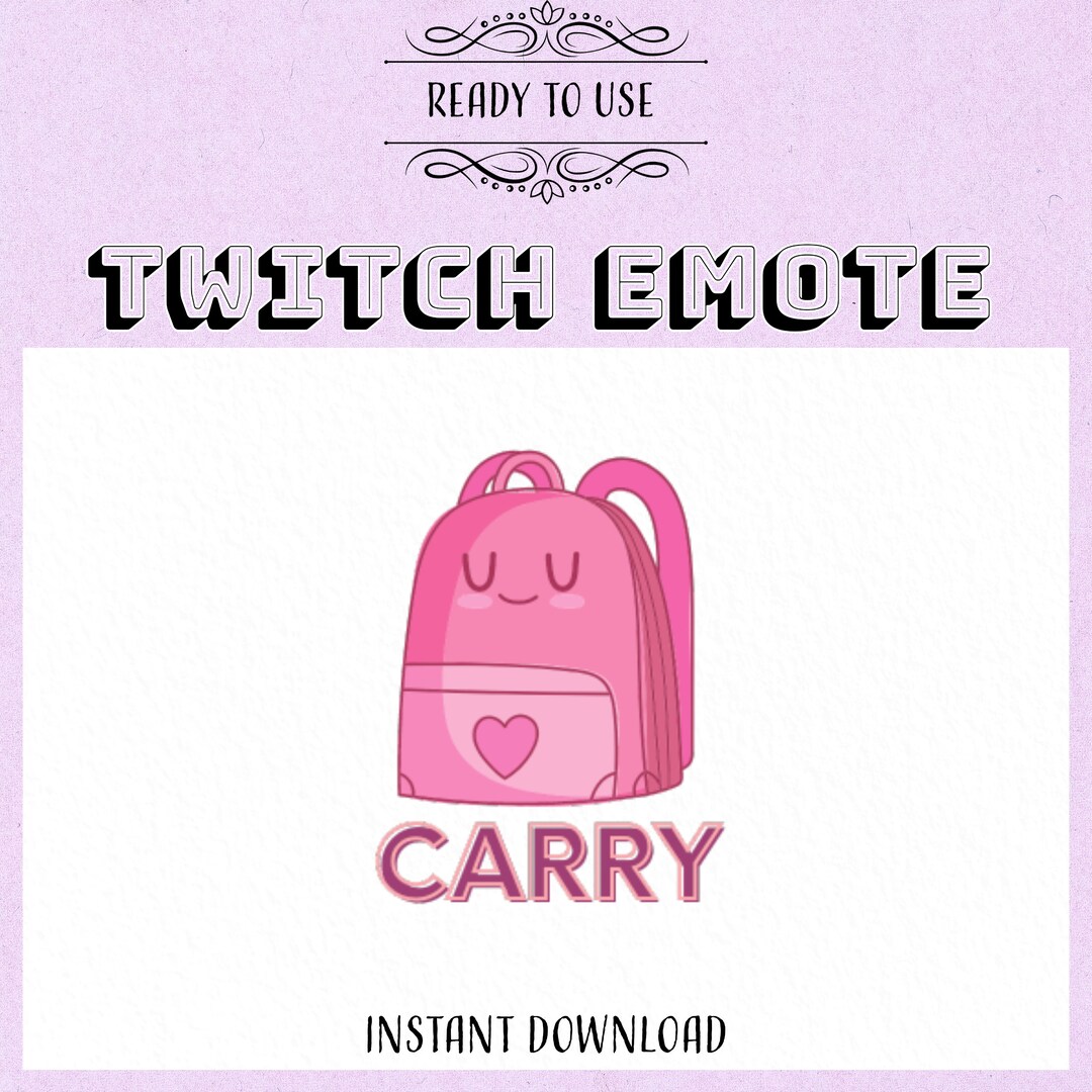 Carry It All Pink Backpack Emote 256x256 PNG for Twitch Stylish and ...