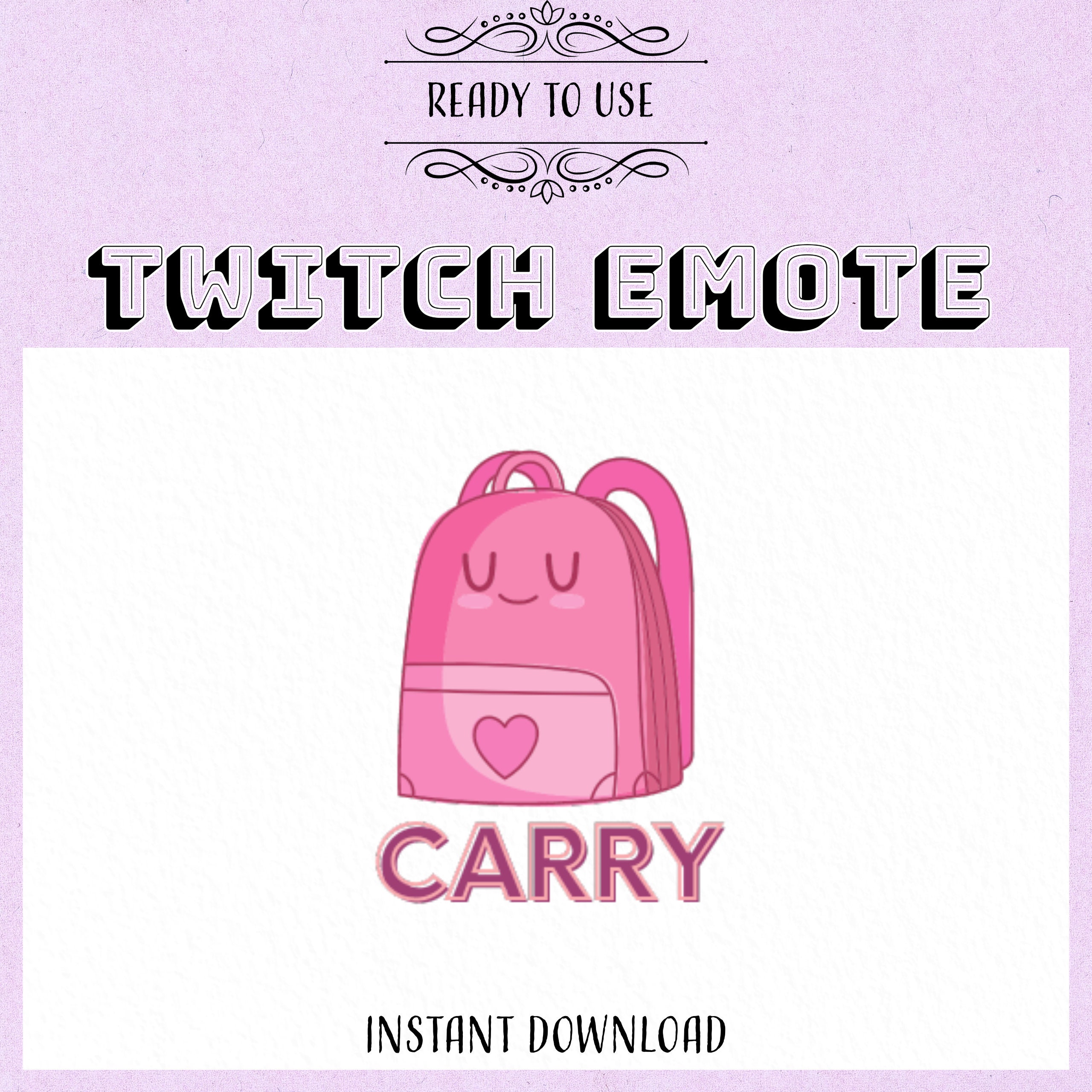 Carry It All Pink Backpack Emote 256x256 PNG for Twitch Stylish and ...