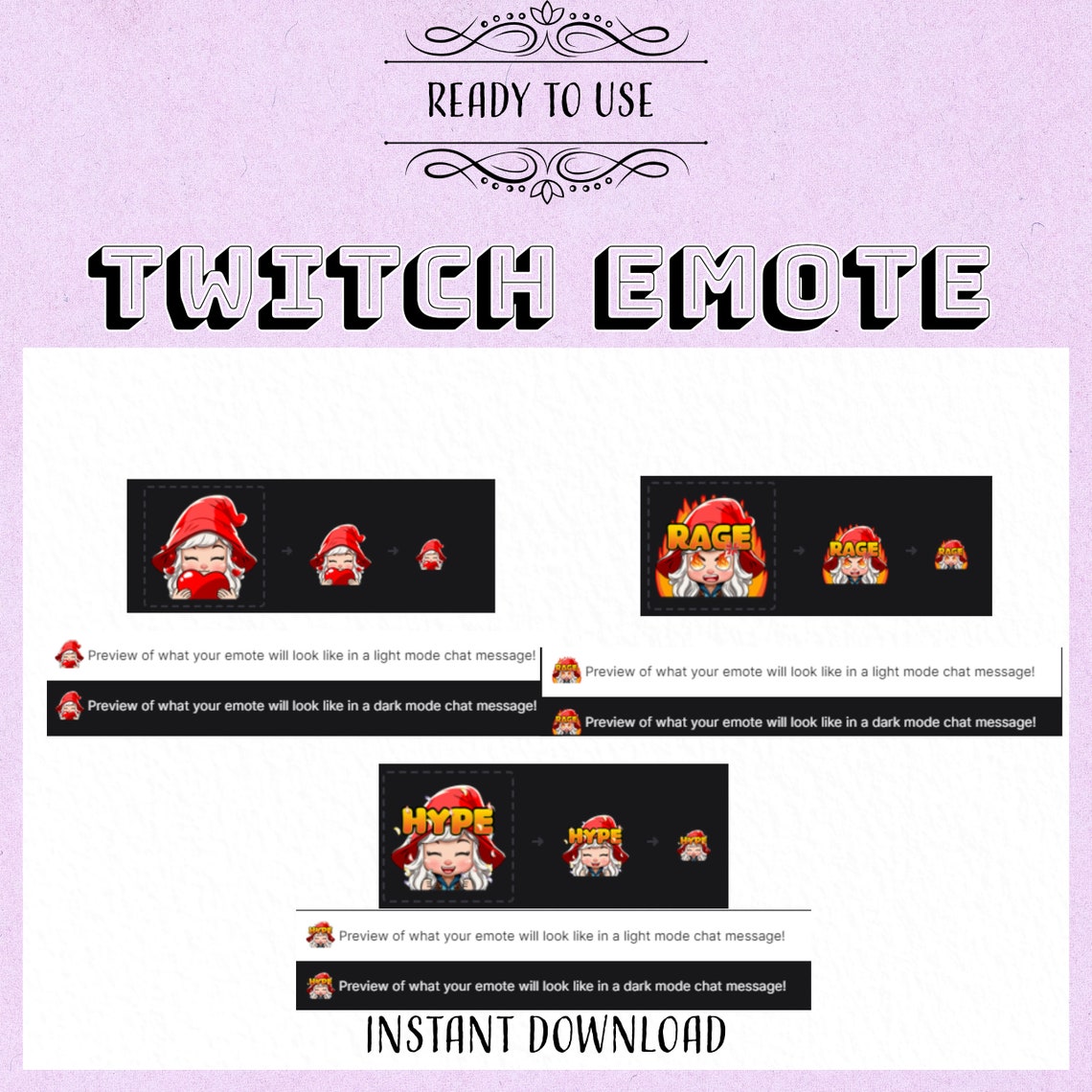 Chibi Female Gnome Emotes Set - Twitch Emote Pack - Instant Download ...