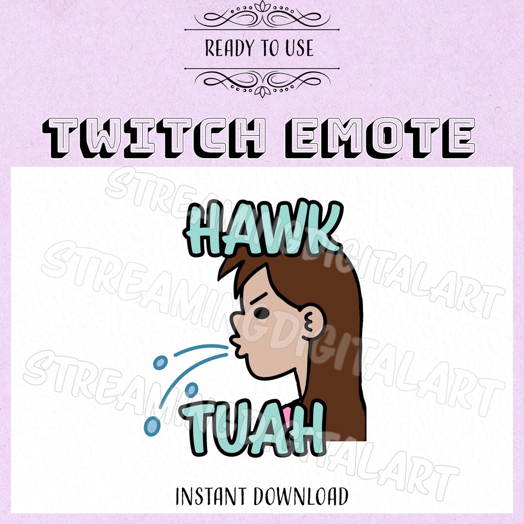 Girl Spitting Emote With 'hawk Tuah' Text Static PNG Sizes 28x28, 56x56 ...
