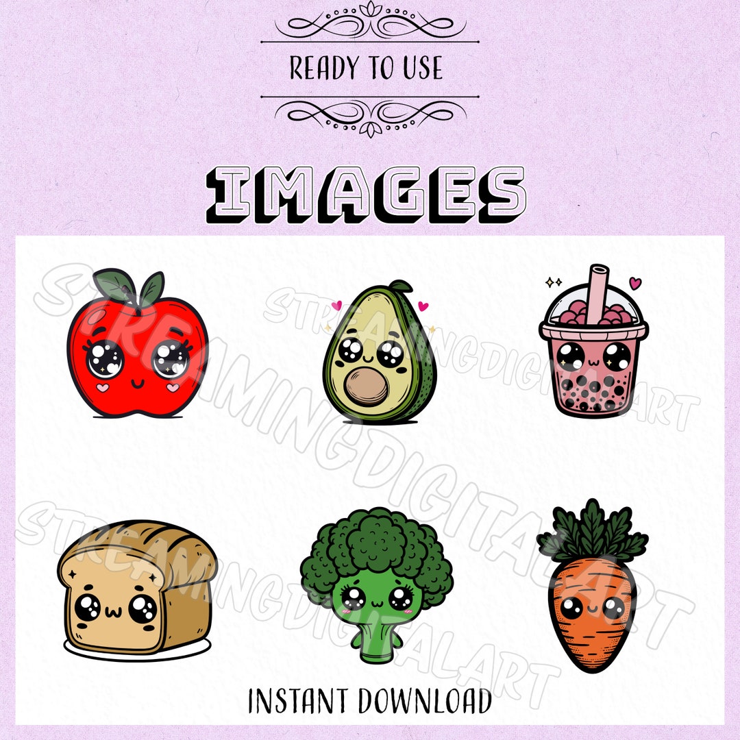Chibi Food Twitch Graphics Pack - Emotes, Sub Badges, Channel Points ...