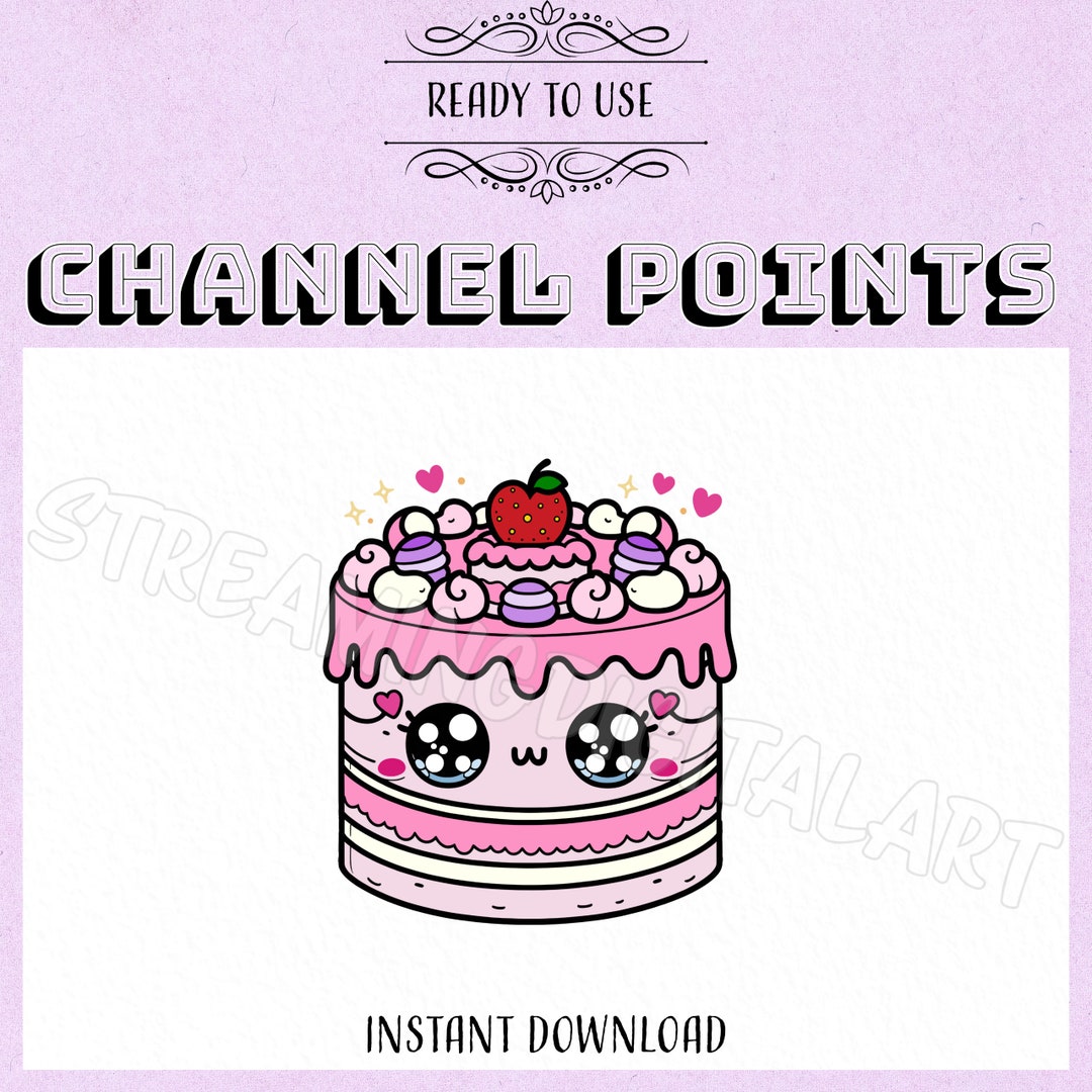 Kawaii Cake Emote With Pink Icing Cute Cake Channel Point Image Static ...