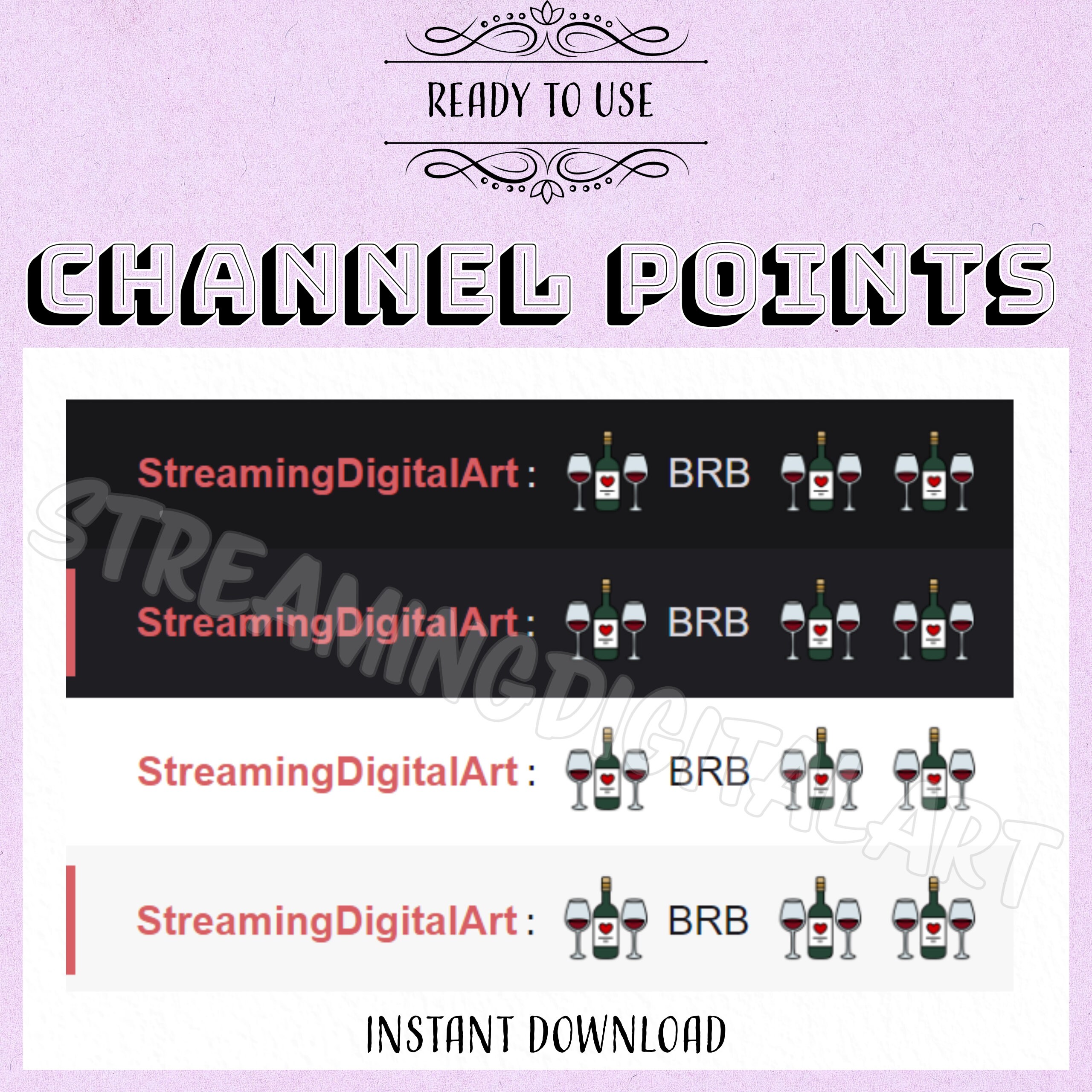 Romantic Wine Bottle and Glasses Twitch Emote Channel Point Image Heart ...