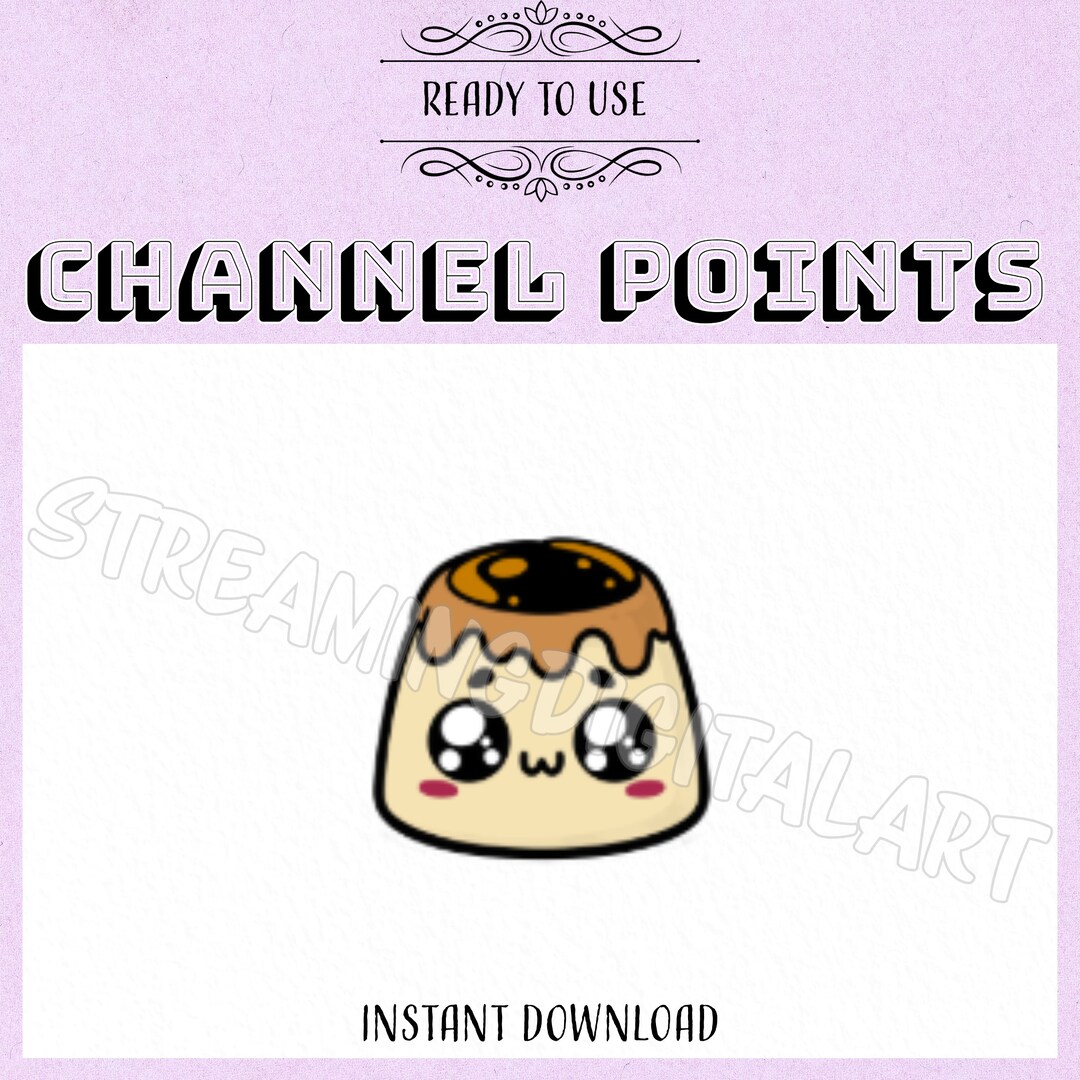 Kawaii Flan Twitch Channel Point Image Cute Emote PNG Bundle - Etsy