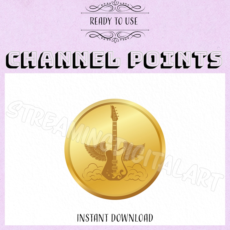 Gold Coin With Guitar and Wings Channel Point Image Twitch Emote ...