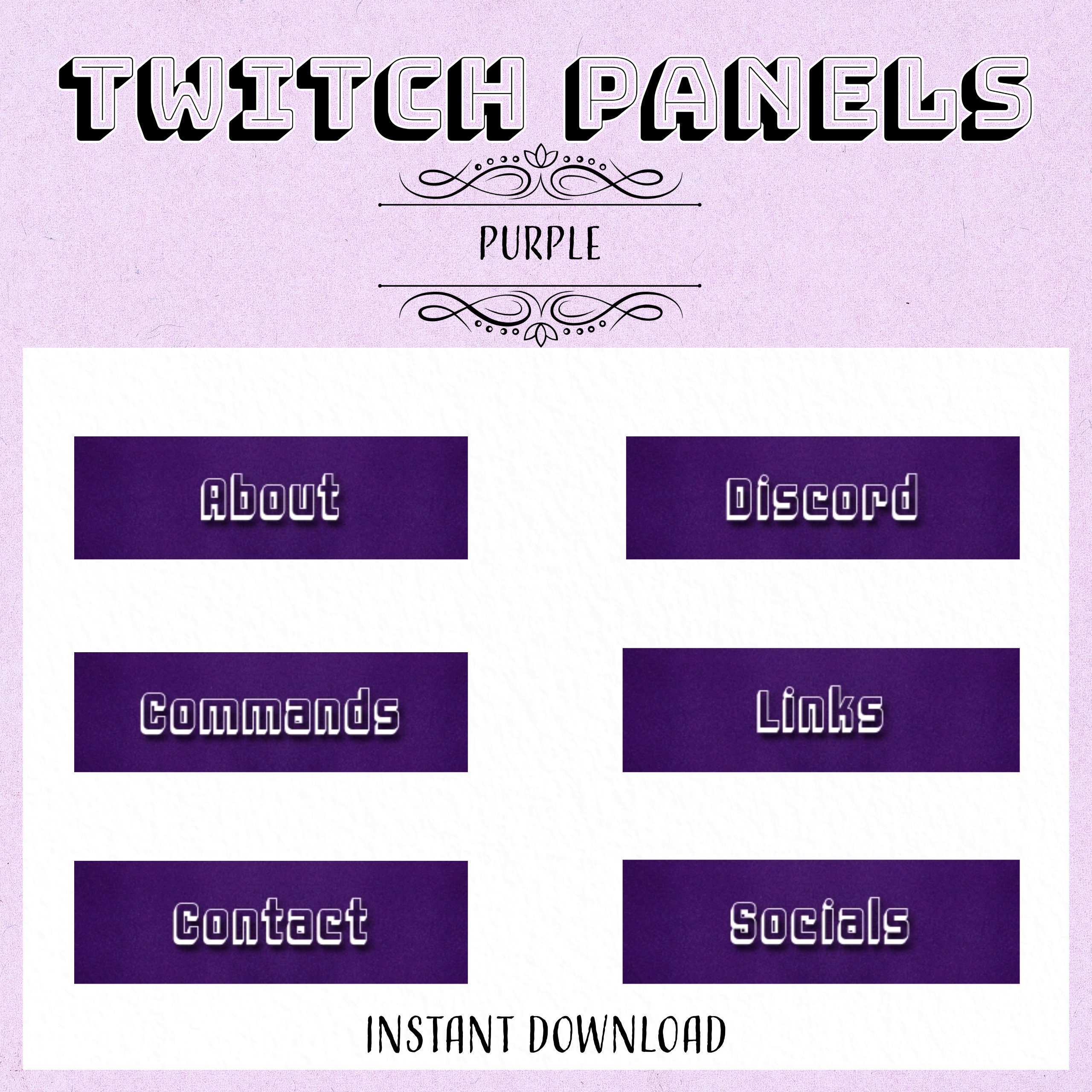 Purple 30 Twitch Panels Free Stream Offline Video Player Banner Instant ...