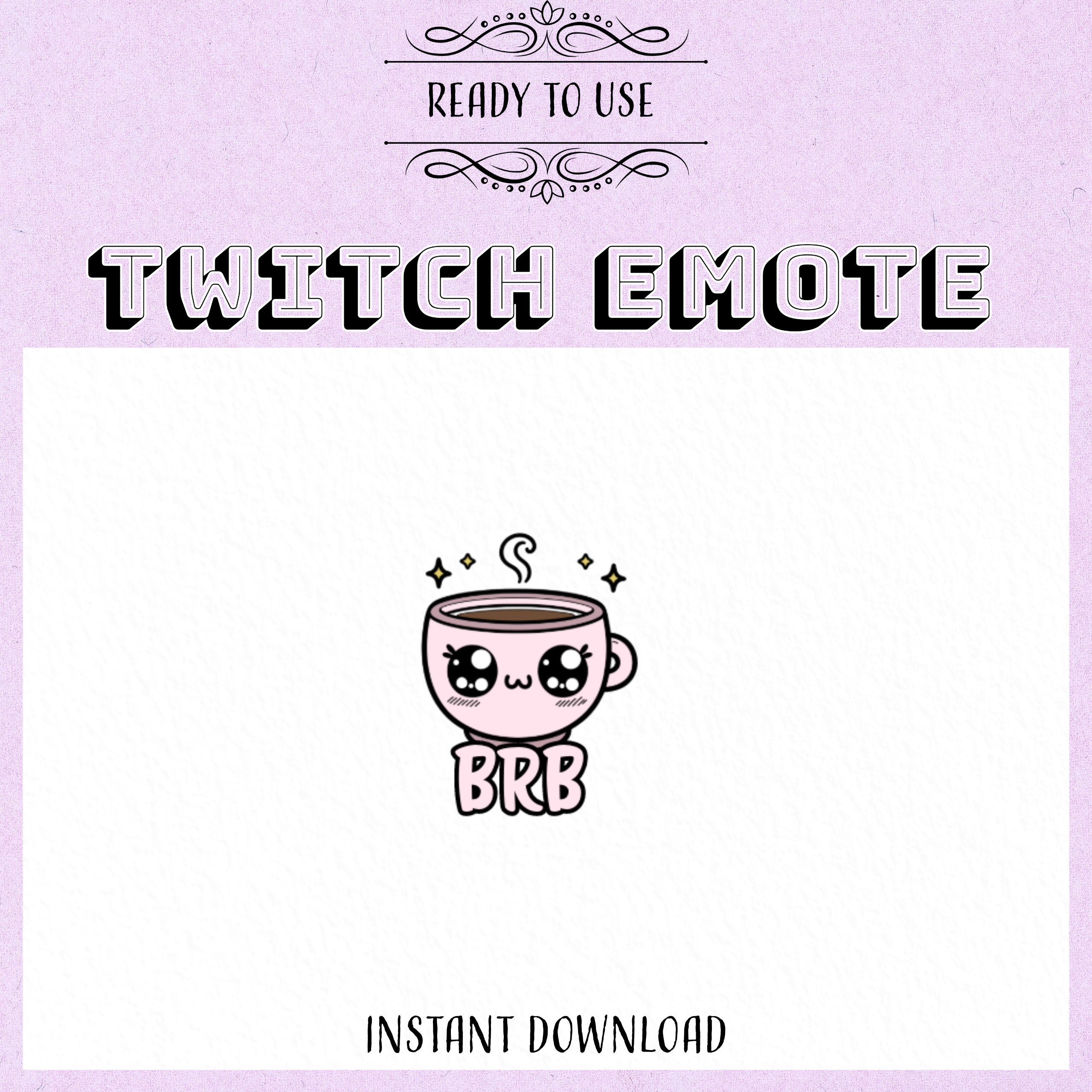 Pink Mug BRB Emote 256x256 PNG for Twitch Adorable Pause With a Splash ...