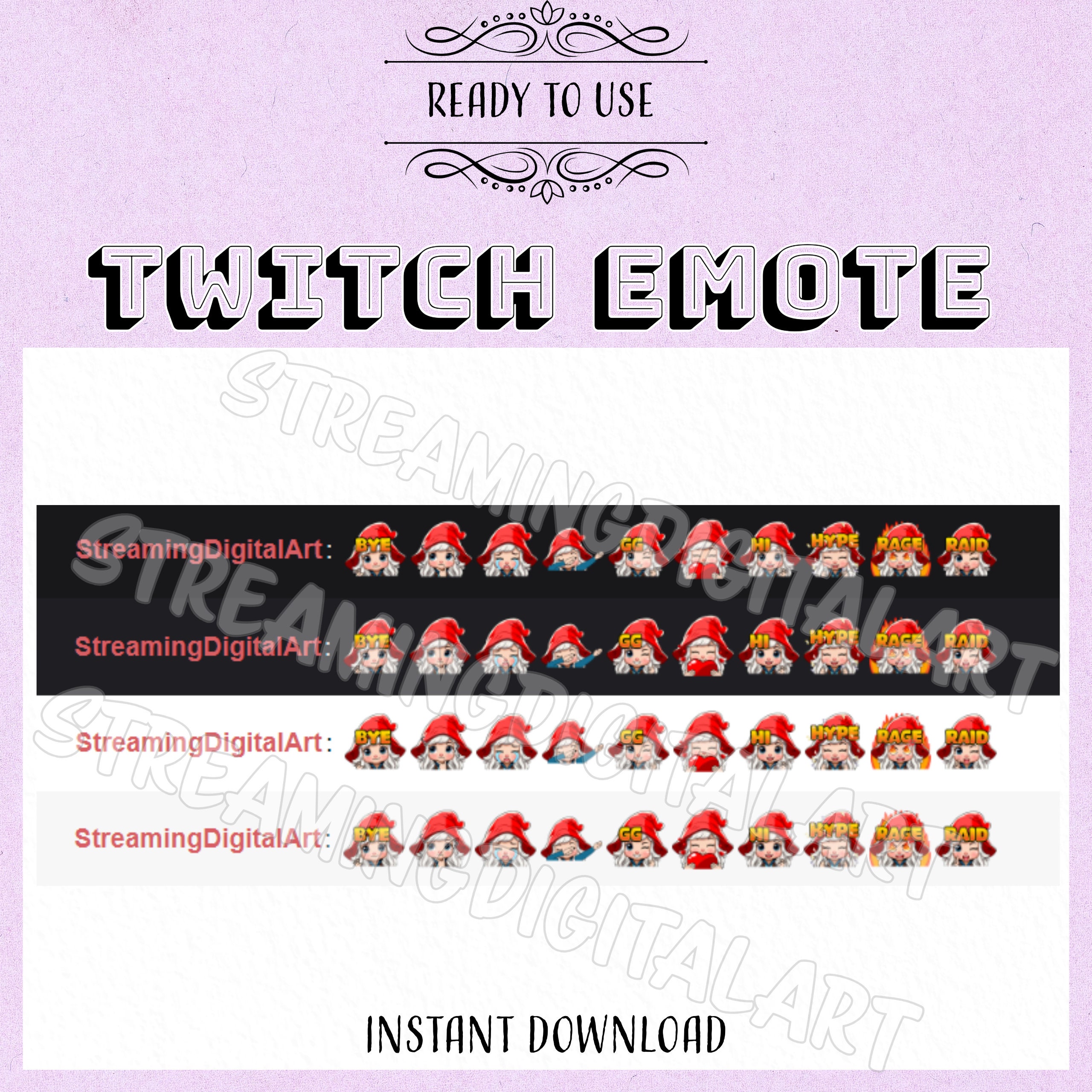 Chibi Female Gnome Emotes Set - Twitch Emote Pack - Instant Download ...