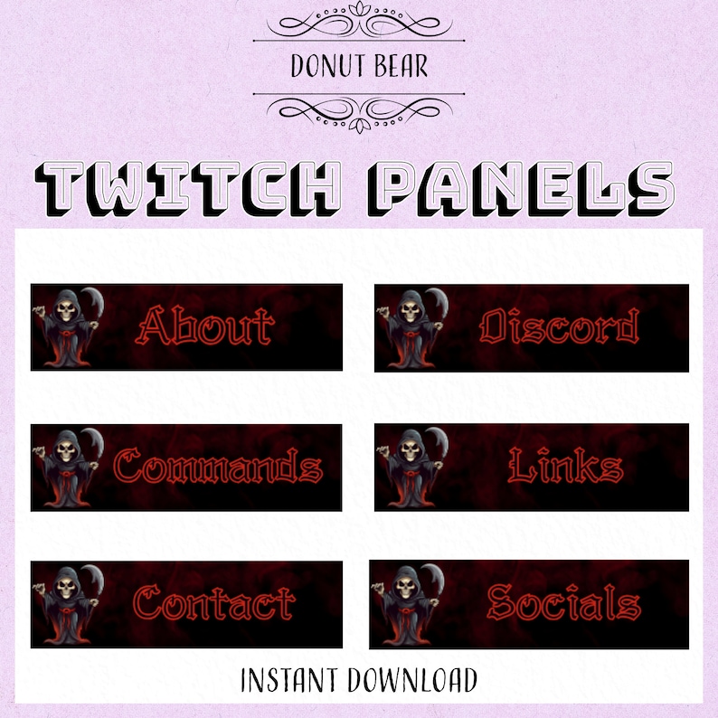 Grim Reaper Channel Panels Set for Twitch | 33 Grim Reaper & Scythe ...