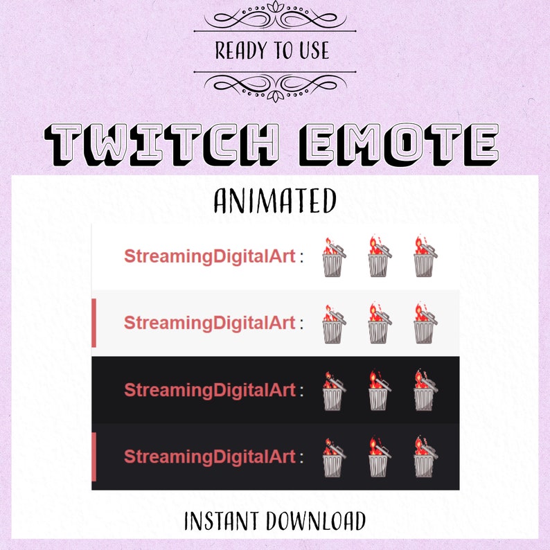 Fiery Trash Can Emote Set Animated and Static 256x256 PNG for Twitch ...