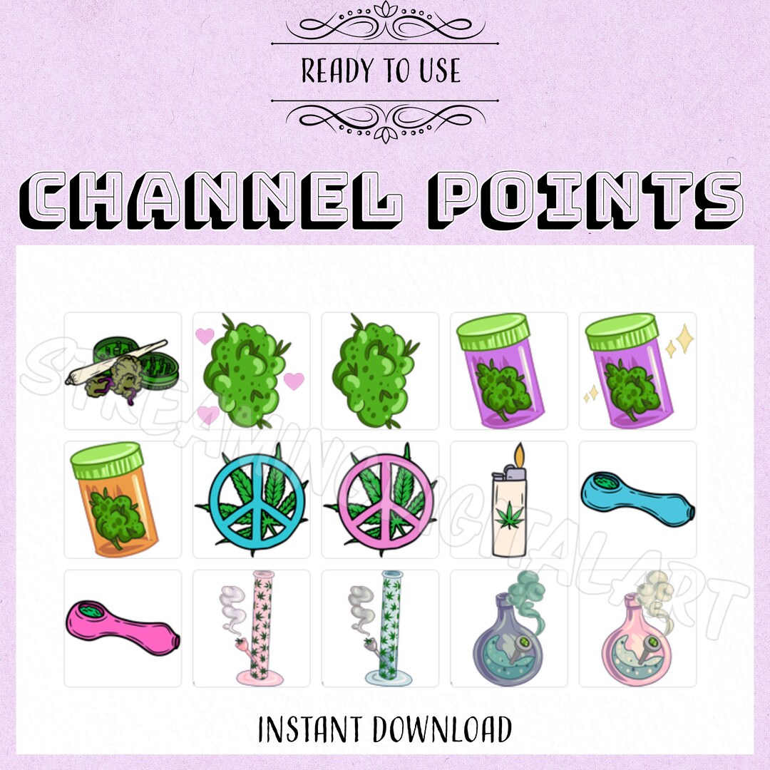 420 Channel Point Image Set Weed Emotes & Sub Badges Grinder, Bud ...
