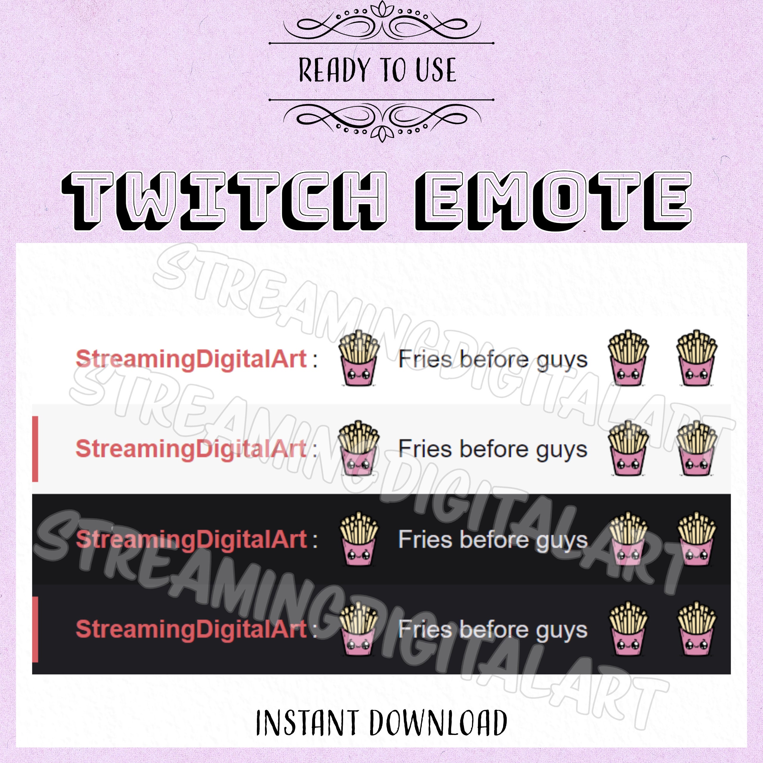 Kawaii French Fries Twitch Channel Point Image Cute Emote PNG Bundle - Etsy