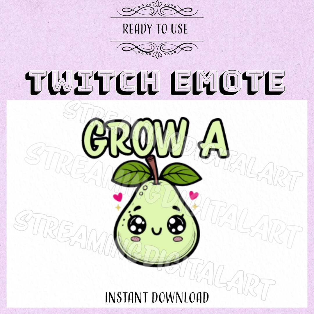 Funny Kawaii Pear 'grow A' Emote | Twitch Channel Point Image | Sub ...