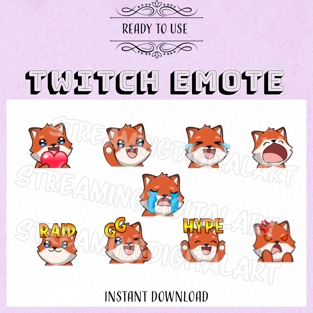Red Fox Twitch Emotes: Cry, GG, Heart, Hype, Laugh (PNG) - Etsy