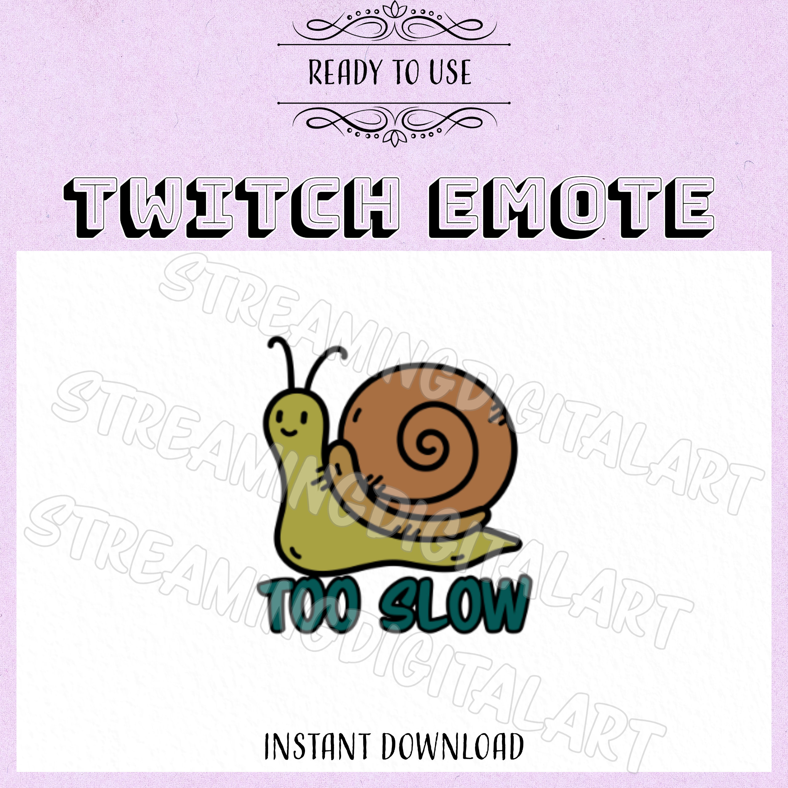 Snail 'too Slow' Emote Cute Snail Emoji 112x112 56x56 28x28 & 72x72 ...