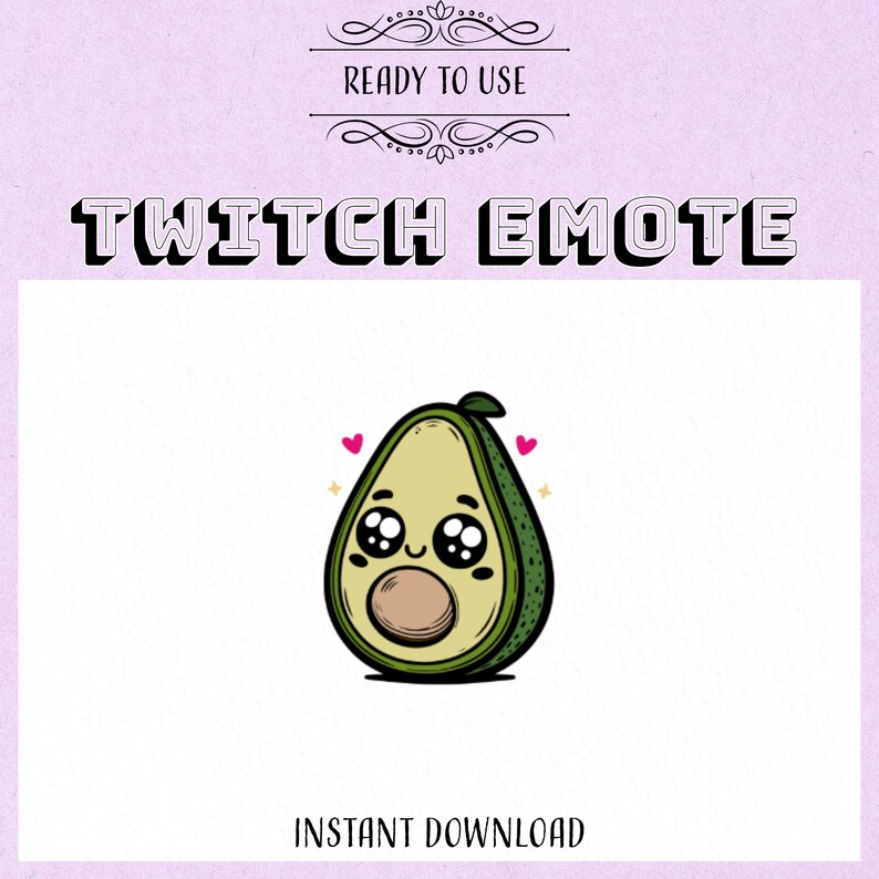 Chibi Avocado Emote, Channel Points 256x256 PNG for Twitch Adorable ...