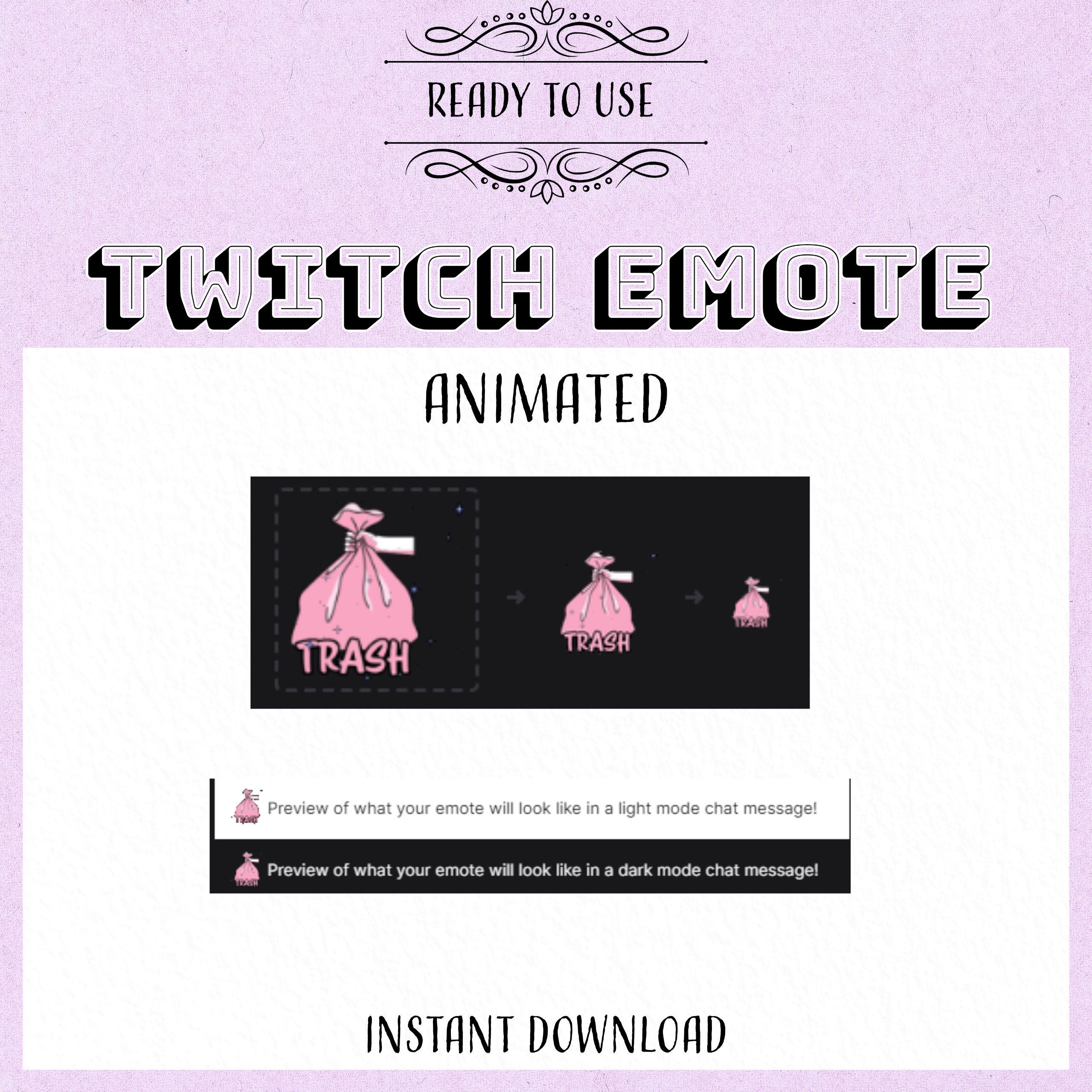 Animated Scrolling Pink Trash Bag Emote - Trashy Delight - Instant ...