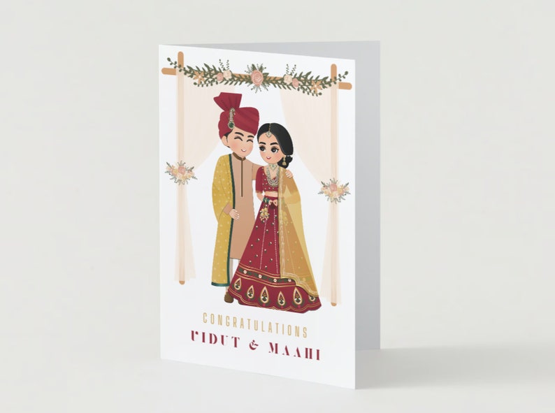 Hindu Wedding Day Card Personalized Wedding Card Indian Wedding Day ...