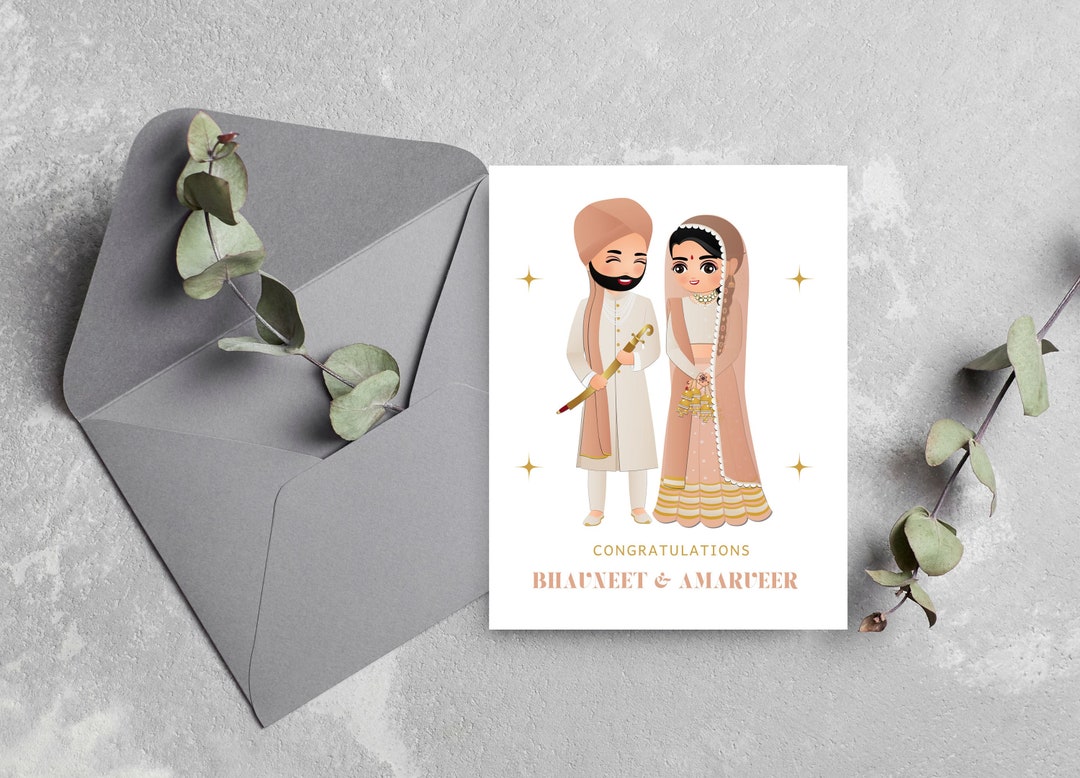 Punjabi Wedding Day Card Personalized Wedding Card Indian Wedding Day ...