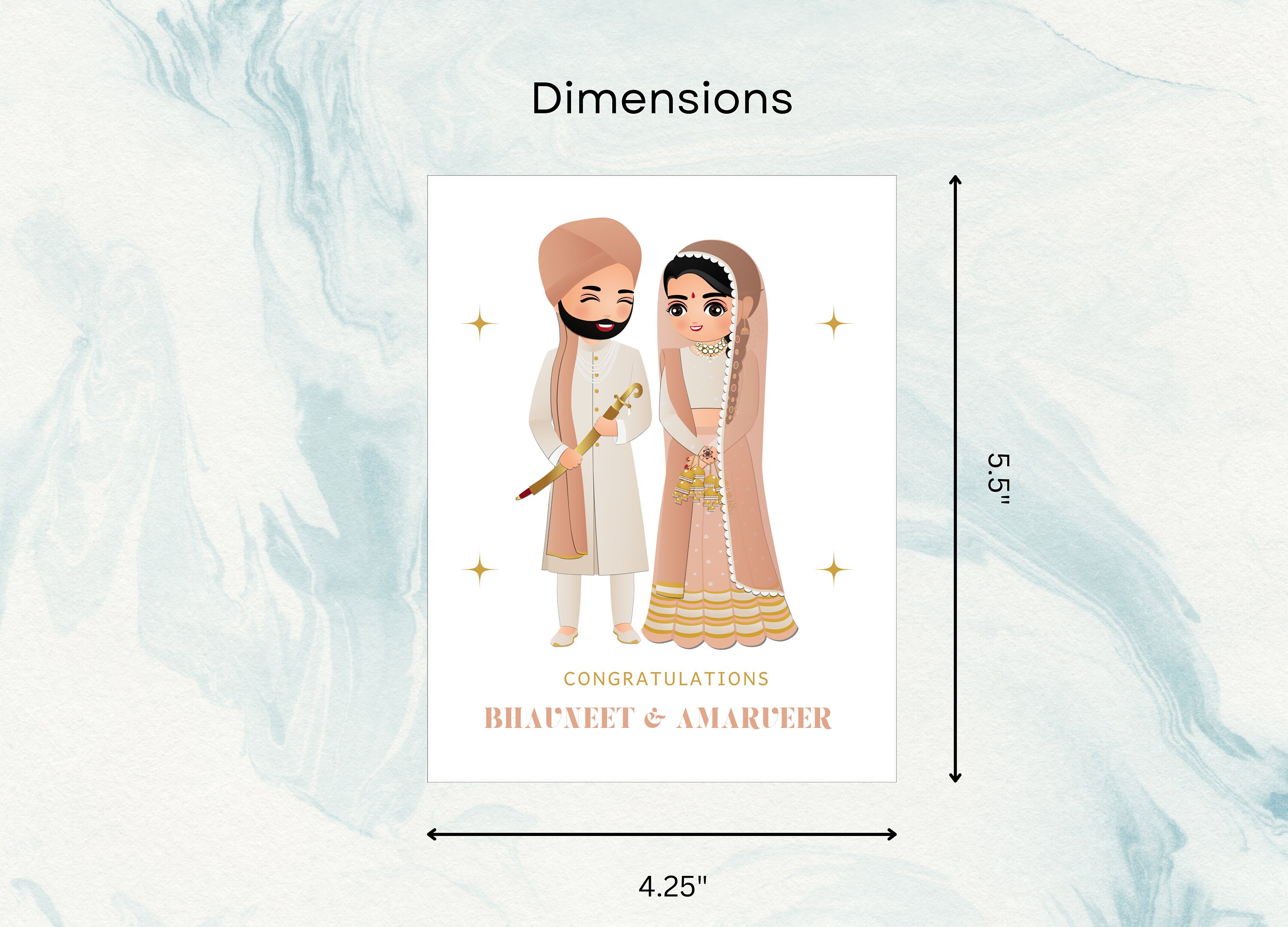 Punjabi Wedding Day Card Personalized Wedding Card Indian Wedding Day ...