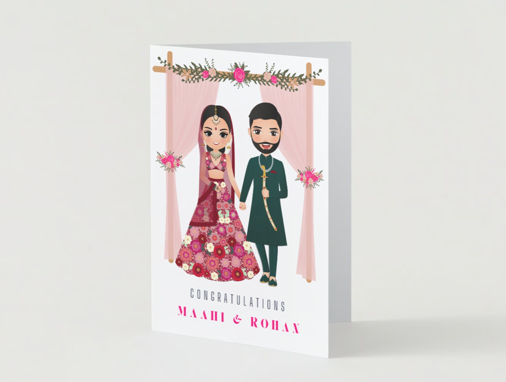 Hindu Wedding Day Card Personalized Wedding Card Indian Wedding Day ...
