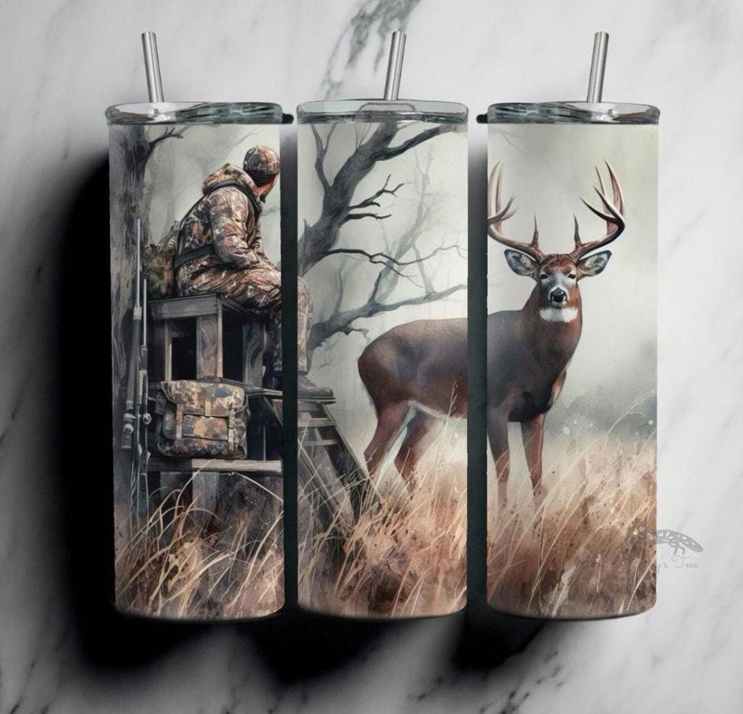 Deer Hunter 20oz Tumbler, Hunting Season Gift, Buck and Deer Stand ...
