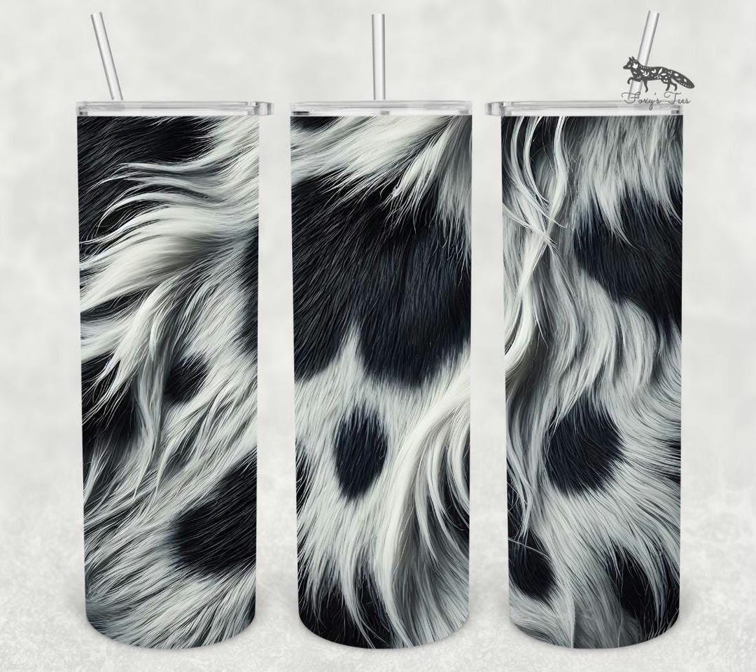 Cow Print Tumbler, 20oz Tumbler, Cow Print Cup, Cow Lover Gift, Black ...