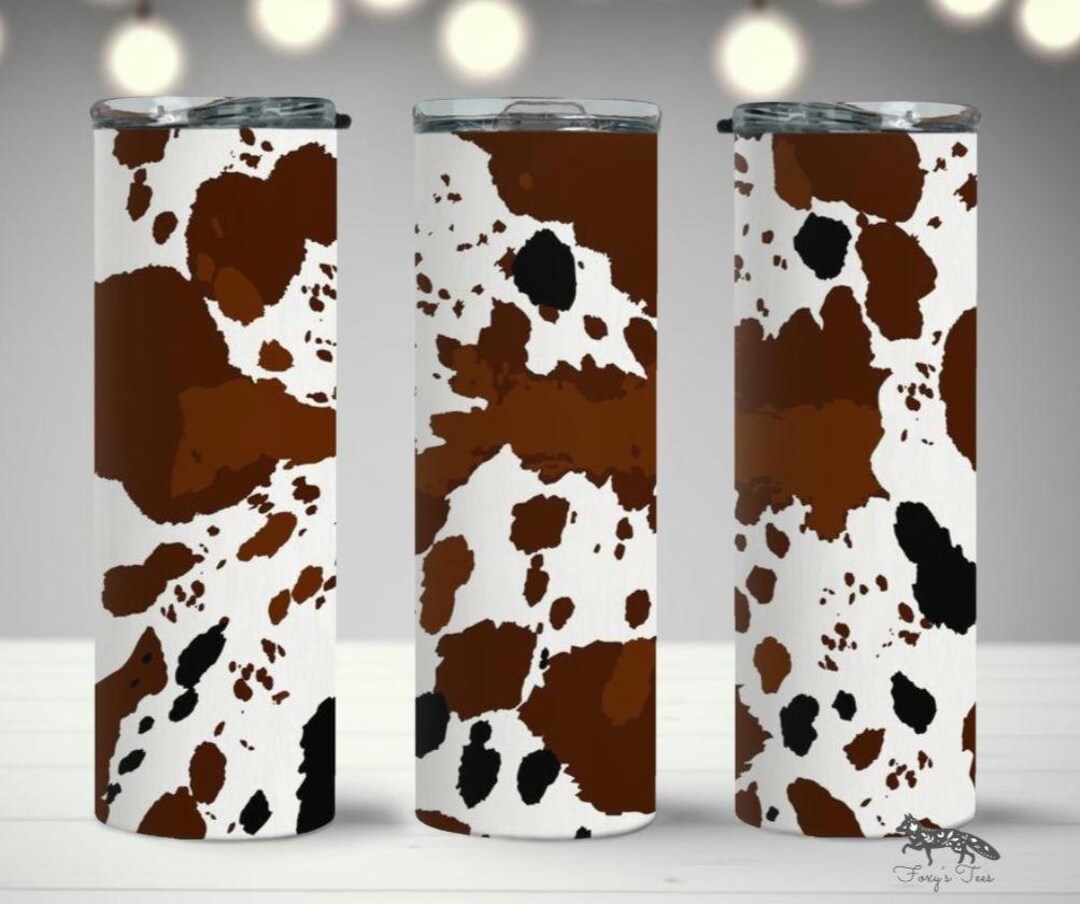Cow Print Tumbler, Cow Hide 20oz Tumbler, Brown Cow Print Cup, Cute Cow ...