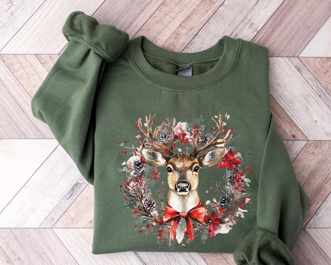 Retro Reindeer Christmas Sweatshirt, Christmas Sweatshirt, Reindeer ...