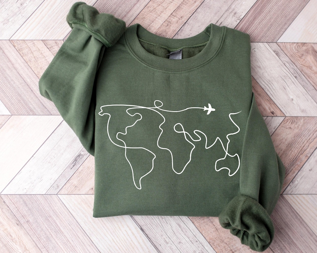 World Map Travel Sweatshirt, Adventure Unisex Sweater - Etsy