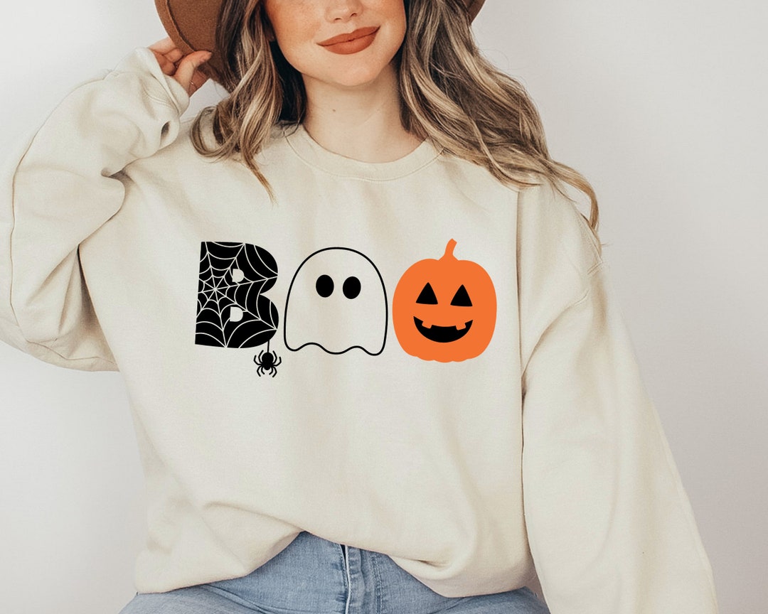 Halloween Boo Sweatshirt, Halloween Ghost Sweatshirt, Halloween Pumpkin ...