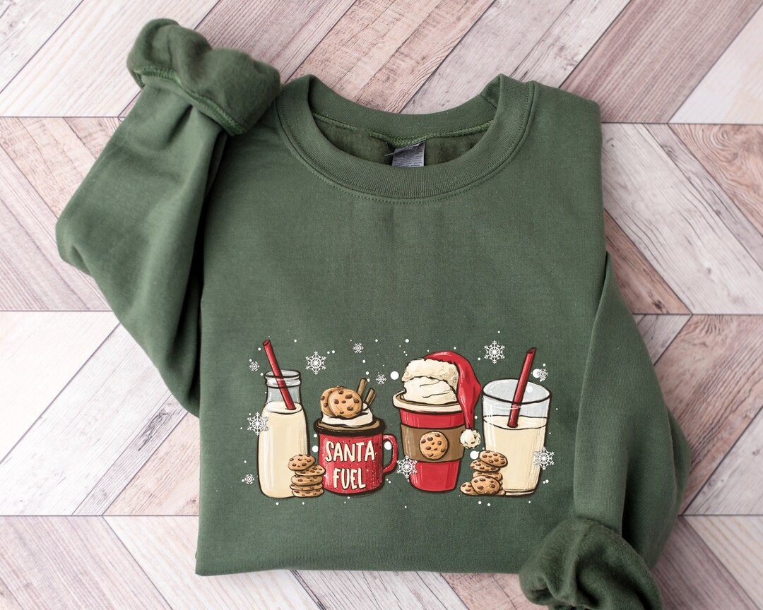 Santa Fuel Sweatshirt, Christmas Sweatshirt, Milk and Cookies, Women ...