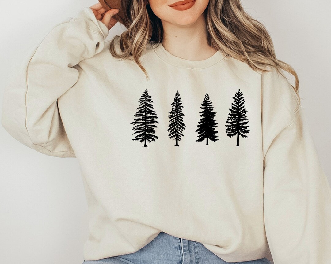 Camping Sweatshirt, Pine Tree Sweatshirt, Evergreen Trees, Gift for ...