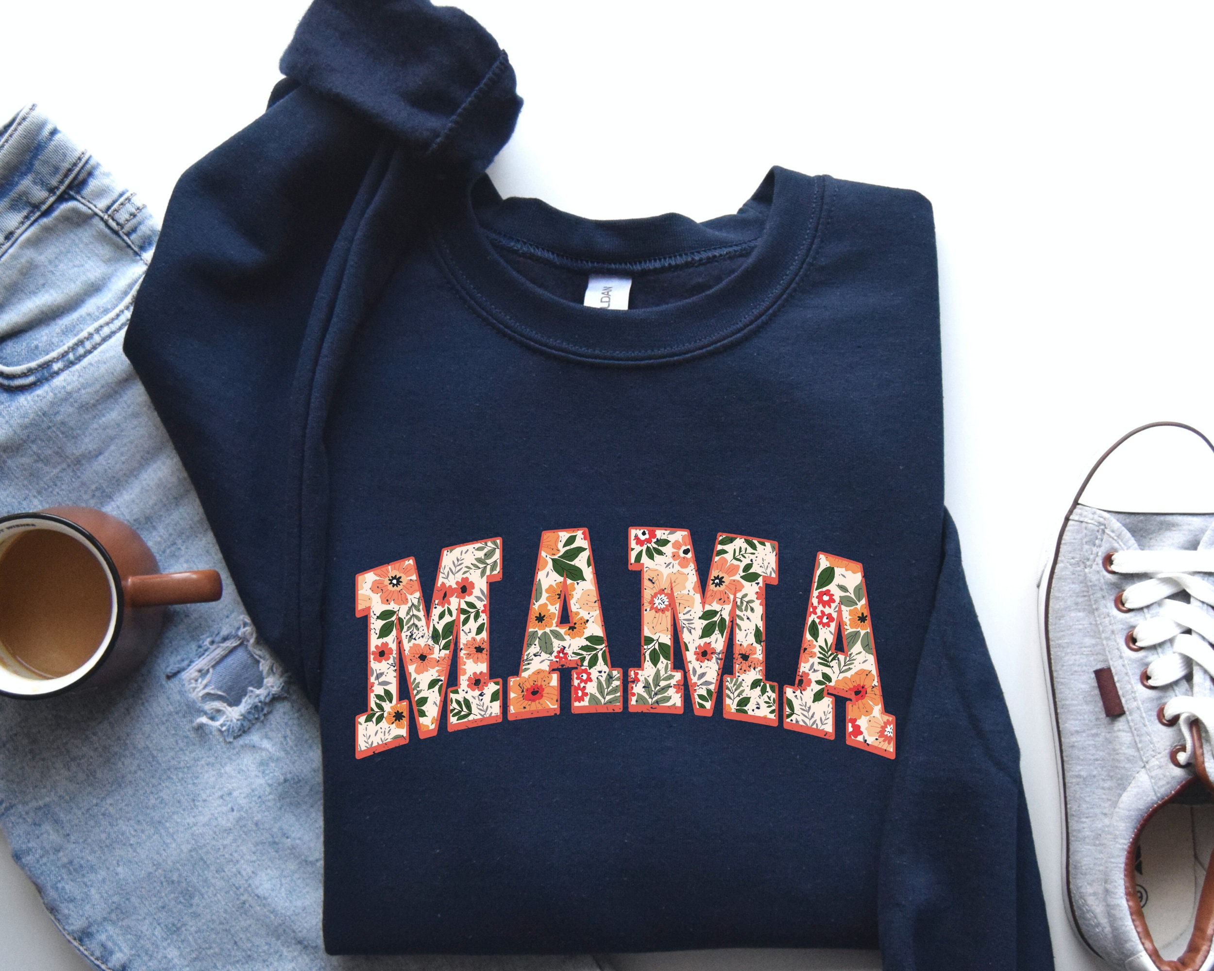 Mama Sweatshirt, Flowers Mama Sweatshirt, Floral Pattern Mama Hoodie ...