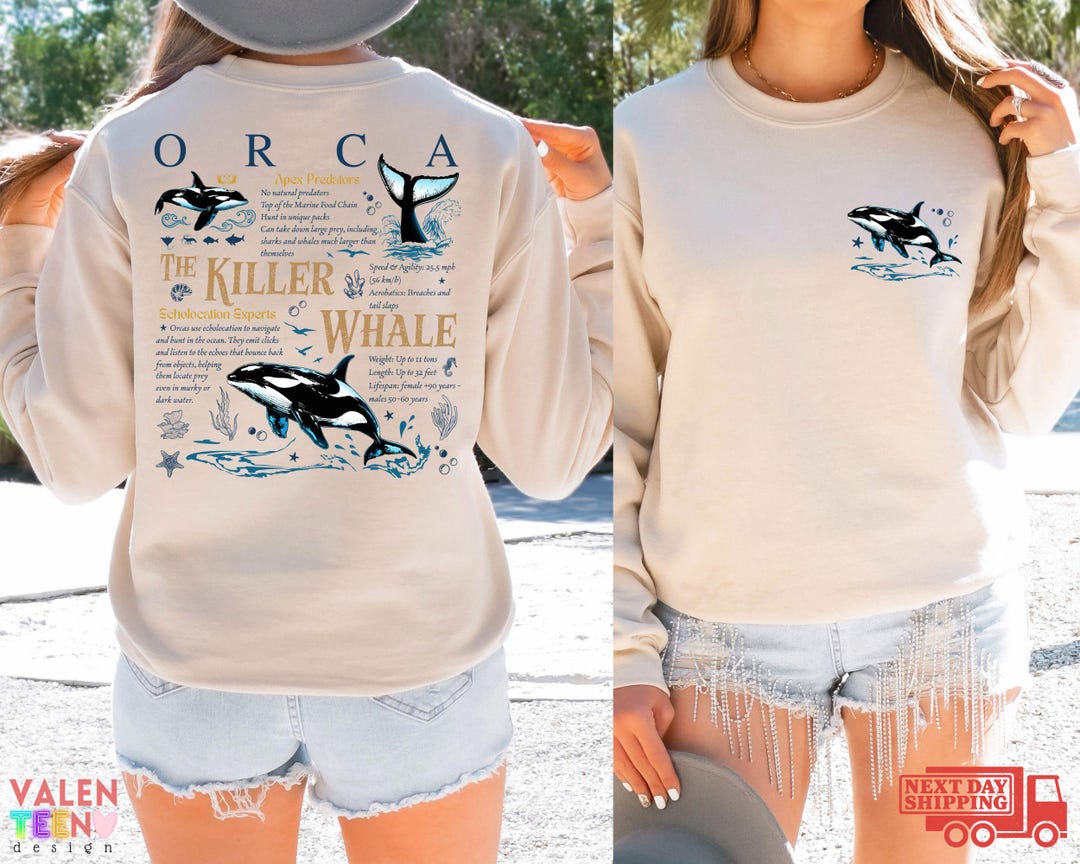 Vintage Orca Sweatshirt, Ocean Lover Clothing, Marine Wildlife Hoodie ...