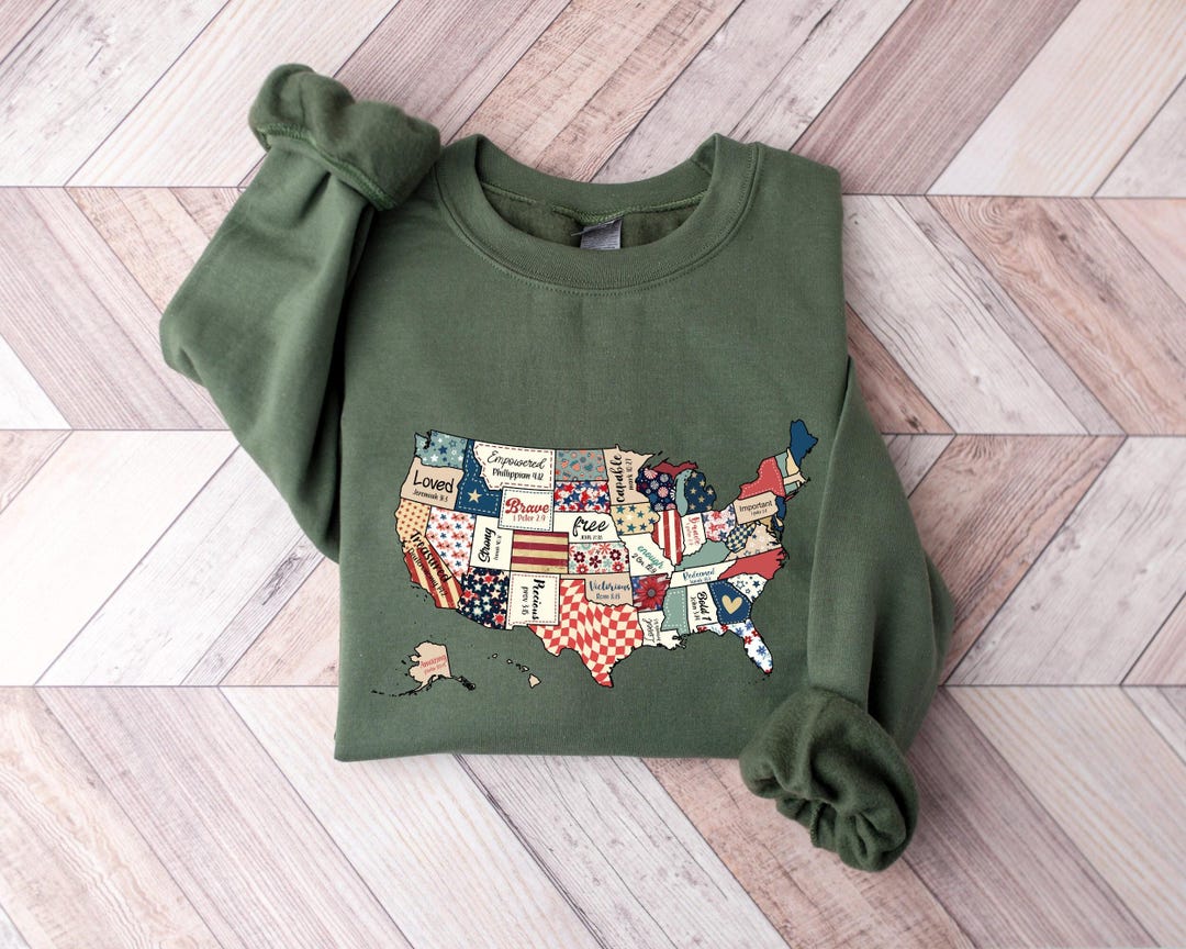 Retro USA Map Sweatshirt, 4th of July Patriotic Shirt - Etsy