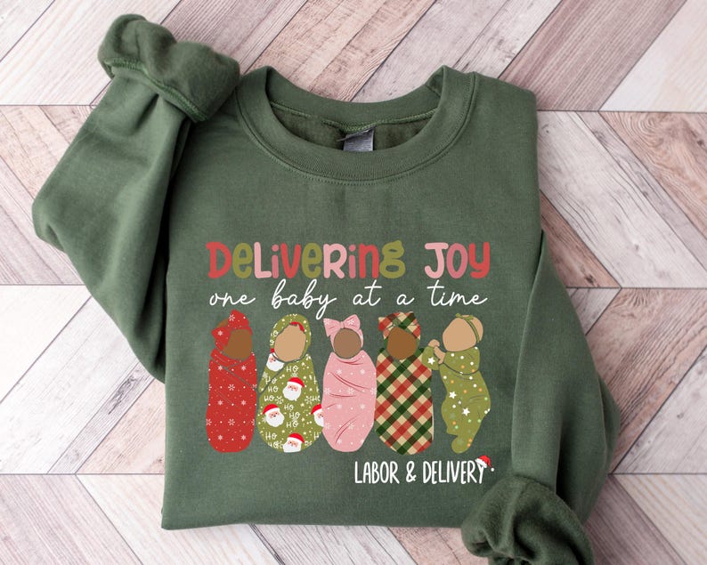 Delivering Joy Labor and Delivery Christmas Sweatshirt, Nursing Outfit ...