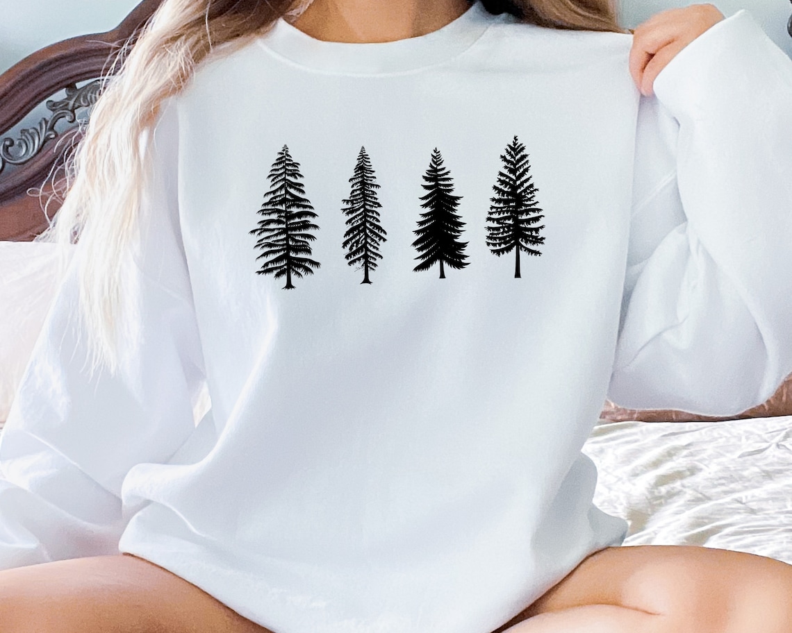 Camping Sweatshirt Pine Tree Sweatshirt Evergreen Trees - Etsy