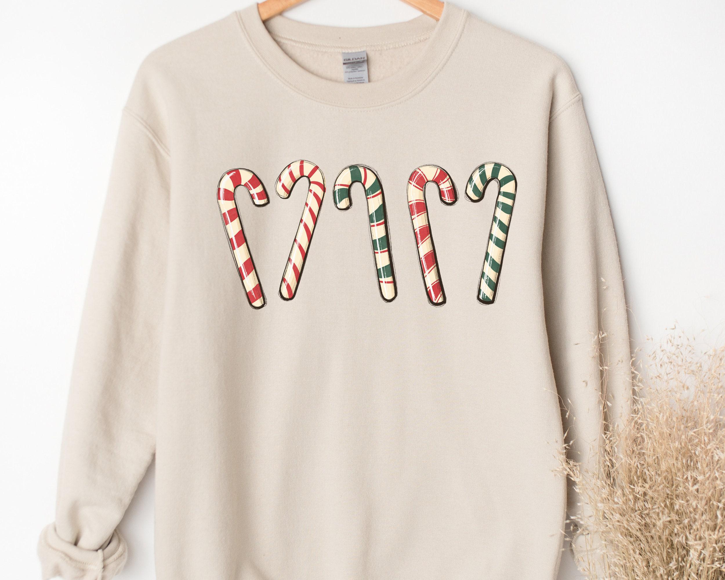 Candy Cane Christmas Sweatshirt, Holiday Hoodie - Etsy