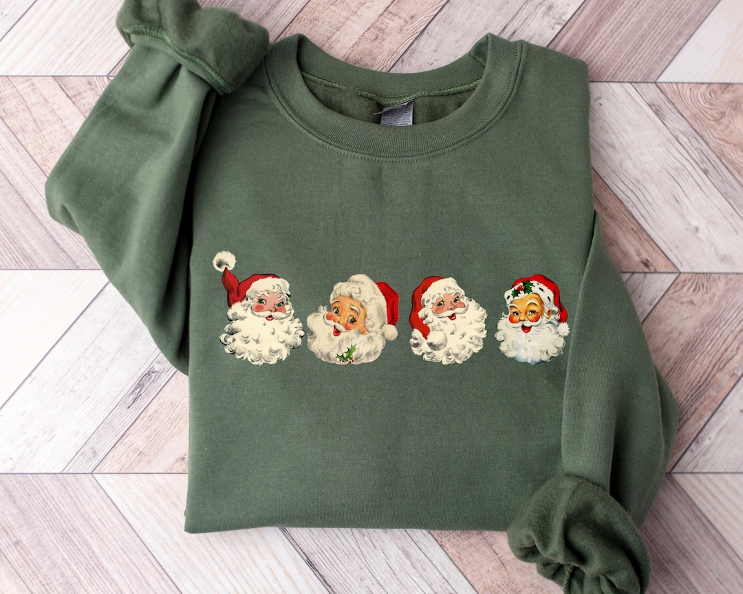 Christmas Sweatshirts, Santa Claus Sweatshirt, Vintage Santa Sweatshirt ...