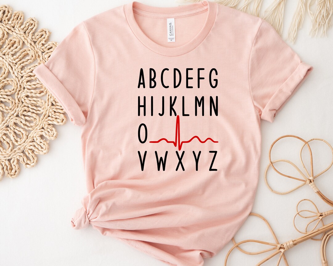 Nurse Shirt, EKG Alphabet Shirt, Funny Nurse Graphic Tee, Heartbeat ...