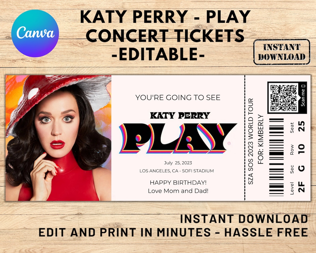 Editable Katy Perry Ticket Katy Perry Concert Ticket Event - Etsy