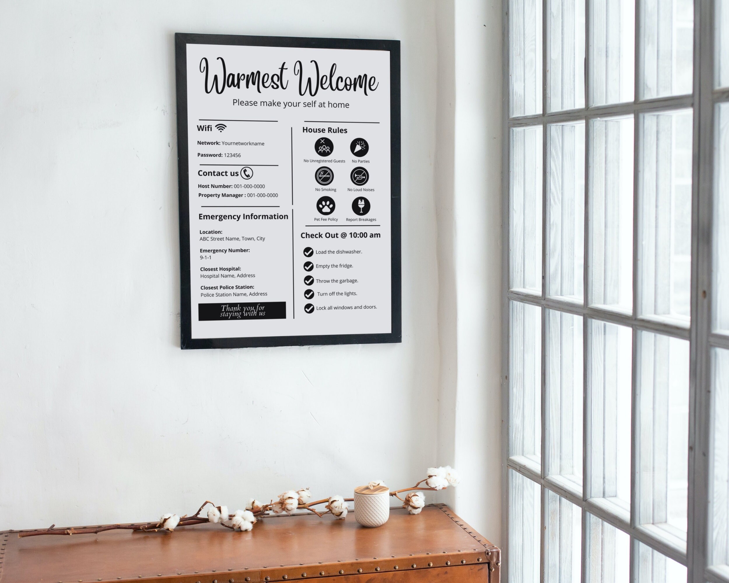 Airbnb Welcome Sign, Vacation Rental Printable, Guest Arrival Poster ...