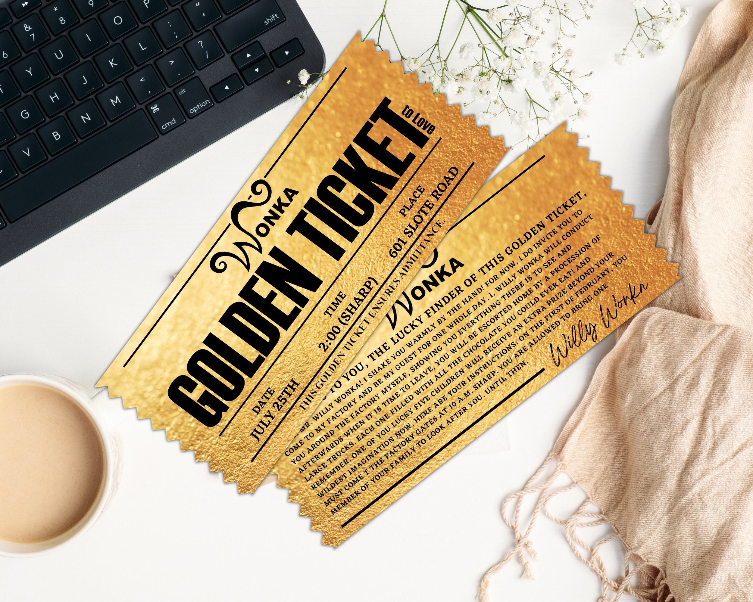 Editable Willy Wonka Golden Ticket Willy Wonka Ticket Willy - Etsy