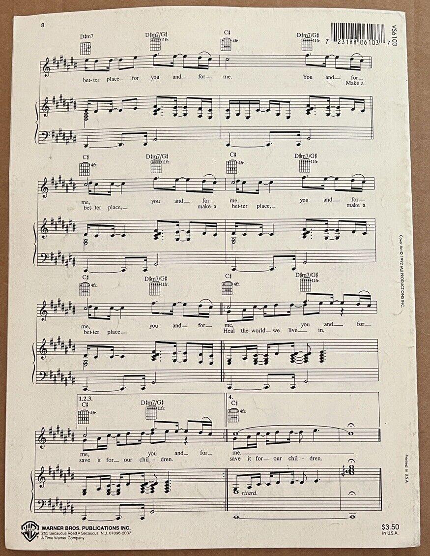 Heal the World Michael Jackson Sheet Music Piano Vocal Guitar Chords - Etsy