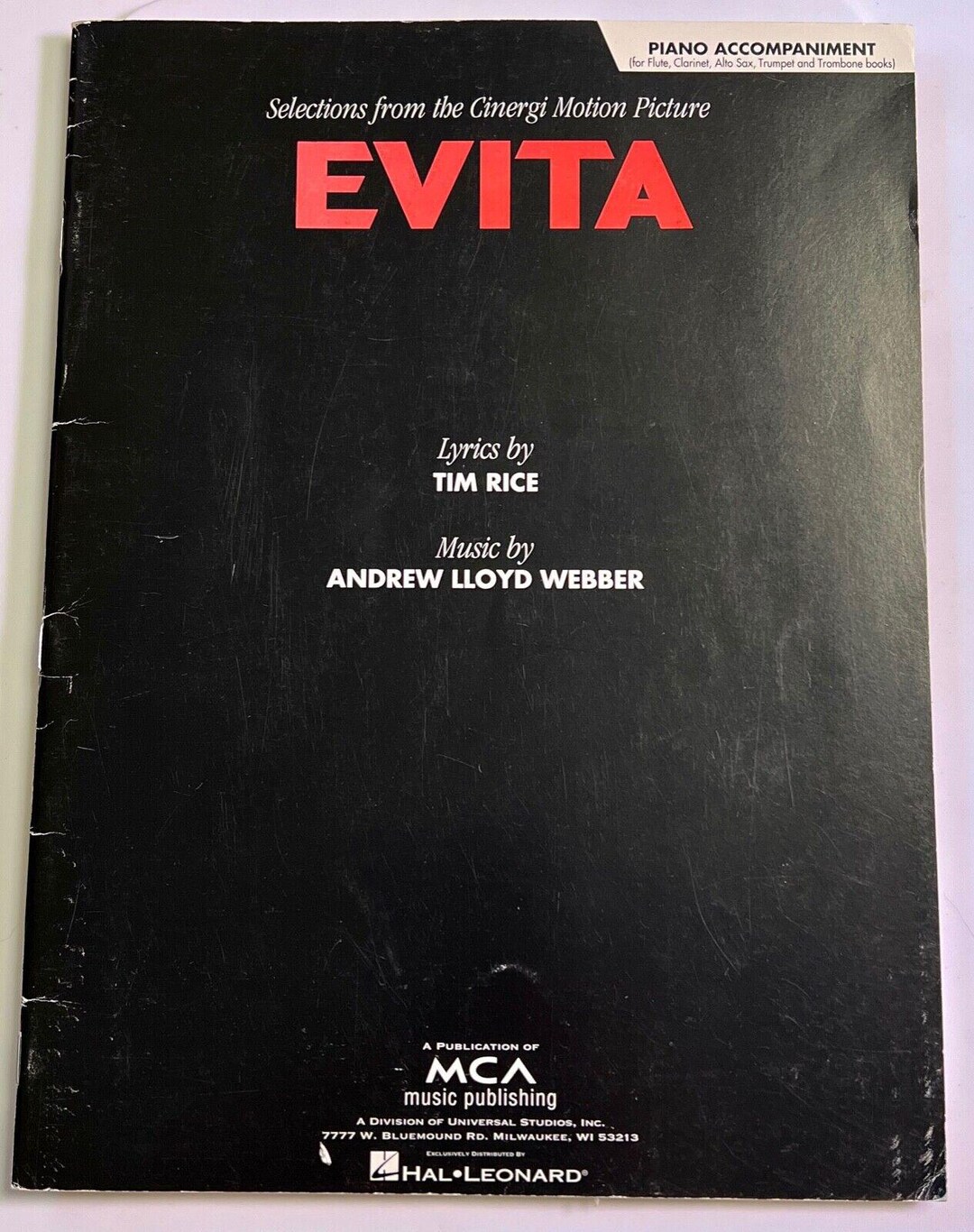 Evita Piano Accompaniment Sheet Music – Selections From the Musical ...